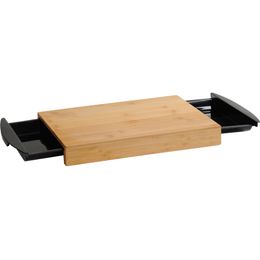 Kesper Schneidebrett, B/H/L: 27cm x 11cm x 43cm, schwarz, Schneidebretter, mit 2 Auffangschalen, FSCzertifiziert