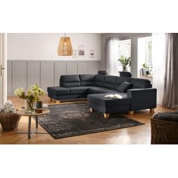 Wohnlandschaft Home Affaire, B:313cm H:100cm, grau, Sofas, "Navan, komfortabel mit viel Platz, U-Form", wahlweise mit Bettfunktion und Kopfstütze