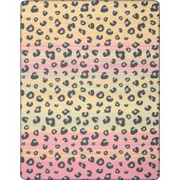 Wohndecke Biederlack, B:150cm L:200cm, bunt, Baumwolle, Polyacryl, Polyester, Wohndecken, "Wohndecke Wild Leo", 150 x 200, mit Zierstich