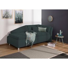 Schlafsofa Alina, B:223cm H:80cm T:112cm, gr&uuml;n, Struktur TMD (100% Polyester), Jugendzimmer, Sofas, "Lindsay", Bettkasten, Zierkissen-Set aus: 2 Stk.