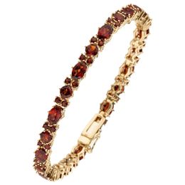 Jobo Damen Armband, 18,5cm, Gelbgold 375, gelb, Gelbgold 375, Armb&auml;nder, 375 Gold mit Granat 18,5 cm