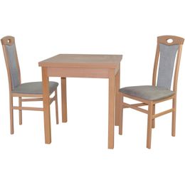 Essgruppe, B:45cm H:95cm T:48cm, grau, HOFMANN LIVING AND MORE, FSC-zertifiziertes Massivholz, Sitzm&ouml;bel-Sets, "3tlg. Tischgruppe", St&uuml;hle montiert