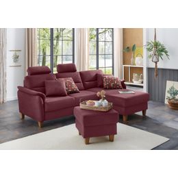 Ecksofa Home Affaire, B:244cm H:89cm T:163cm, rot, 100% Polyester;Struktur (100% Polyester);Luxus-Microfaser in Lederoptik (100% Polyester),