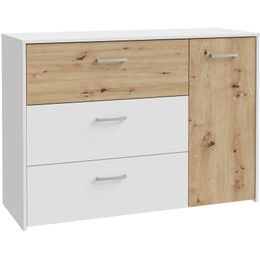 Sideboard FORTE, B:113,1cm H:80,2cm T:41,5cm, wei&szlig;, Spanplatte, Wohnzimmer, Sideboards, "Culgoa", Sideboard, 3 Schubk&auml;sten, 1 T&uuml;re viel Staraum