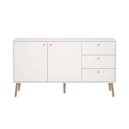 Sideboard Andas, B:147,2cm H:81,7cm T:39,1cm, wei&szlig;, Wohnzimmer, Sideboards, "Bodo, Aufbewahrung, Schubladenschrank, Sideboard", Kommode mit 2 T&uuml;ren,