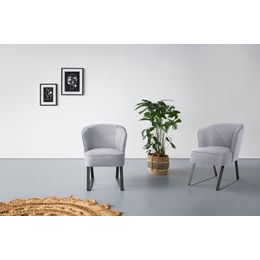 Sessel, B:66cm H:80cm T:69cm, silber, exxpo - SOFA FASHION, Wohnzimmer, Sessel, "Americano, Loungesessel", mit Keder und Metallf&uuml;&szlig;en, Bezug in