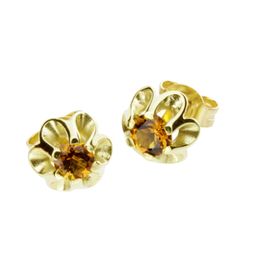 OSTSEE-SCHMUCK Damen Paar Ohrstecker "- Pia 4 mm - Gold 333/000 - Citrin", Gelbgold 333, gold, Gelbgold 333, Ohrringe