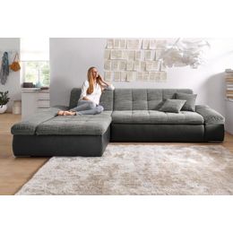 Ecksofa DOMO collection, B:300cm H:80cm T:172cm, grau, Kunstleder SOFTLUX / Struktur (90% Polyester/ 10% Polyacryl);Microfaser PRIMABELLE (100%