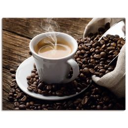 Wandbild Artland, B:120cm H:90cm, braun, Wohnzimmer, Bilder, "Heißer Kaffee - dampfender Kaffee", als Alubild, Outdoorbild, Leinwandbild, Poster,