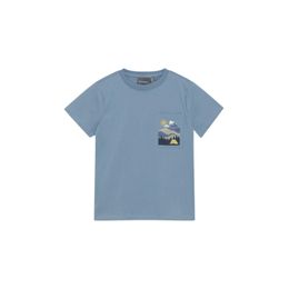 Color Kids Jungen Rundhalsshirt "Rundhalsshirt COT-shirt W. 2 Print - S/S", blau, Gr. 152, Obermaterial: 100% Baumwolle CO., Shirts
