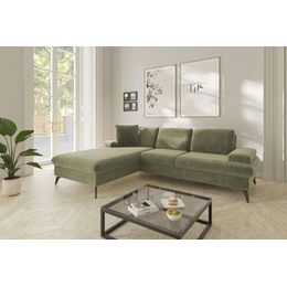 Sit & More Ecksofa SIT & MORE, B:247cm H:83cm T:171cm, grün, 100% Polyester, Wohnzimmer, Sofas, "Morris Jubi L-Form, B: 247 cm", mit Armteilfunktion & 1