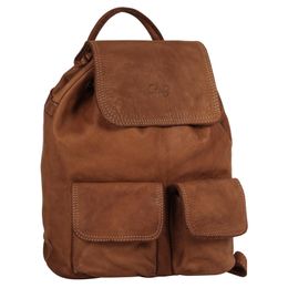 CLUTY Damen Cityrucksack, braun, Leder, Rindsleder, Retro, Rucks&auml;cke, echt Leder, Made in Italy