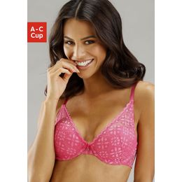 s.Oliver Damen Push-up-BH "Amelie", Gr. 70, pink, Spitze, Obermaterial: 60% Polyamid, 35% Polyester, 5% Elasthan, BHs, aus floraler, transparenter