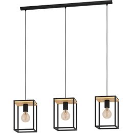 Eglo Hängeleuchte "LIBERTAD Pendellampe, Stahl und Holz, E27, IP20, Esstischlampe, Lampe", H: 110cm, 1 Stk., braun, Esszimmer, Leuchten,