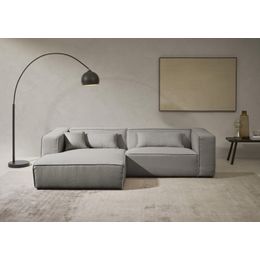 Ecksofa, B:267cm H:66cm T:167cm, grau, LeGer Home by Lena Gercke, 100% Polyester, Wohnzimmer, Sofas, "PIARA mit Kedernaht, Cord, Leinenoptik o.