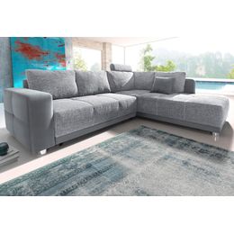 Jockenhöfer Ecksofa, B:257cm H:82cm T:215cm, grau, JOCKENHÖFER GRUPPE, Softlux-Kunstleder, im Korpus;Farbe greige: Struktur (45% Polyacryl, 35%Polyester,
