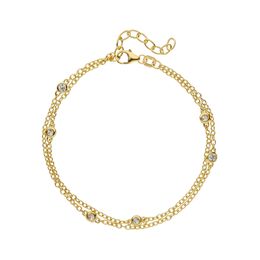 Jobo Damen Armband, 21cm, Silber 925 (Sterlingsilber), gold, Silber 925 (Sterlingsilber), Armb&auml;nder, 2-reihig 925 Silber vergoldet mit Zirkonia 21 cm