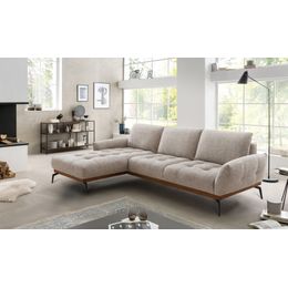 Ecksofa, B:264cm H:87cm T:171cm, grau, exxpo - SOFA FASHION, Wohnzimmer, Sofas, "NICEA, erstklassiger Komfort, tolle Details, Holzsockel in eiche
