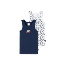 Schiesser Jungen Unterhemd "Unterhemd 2er Pack", Gr. 104, blau, Obermaterial: 95% Baumwolle CO. 5% Elasthan EL., Unterhemden