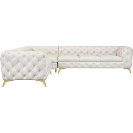 Chesterfield-Sofa Home Affaire, B:323cm H:75cm T:264cm, beige, Struktur (100% Polyester);Samtoptik (100% Polyester), Sofas, "Ecksofa GLYNIS L-Form