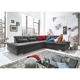 Ecksofa DIE PLANBAR, B:323cm H:84cm T:124cm, grau, 100% Polyester, Wohnzimmer, Sofas, "MP-IN17004 L-Form", wahlweise mit Bettfunktion, Sitztiefen-