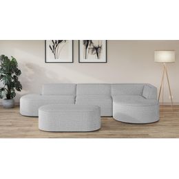 Ecksofa OTTO HOME, B:343cm H:72cm T:159cm, grau, 100% Polyester, Wohnzimmer, Sofas, "EIVIND Designer Sofa mit Ottomane rechts/links, B/T/H: