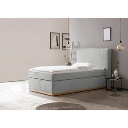 Boxspringbett Home Affaire, B:135cm L:212cm, grau, 100% Polyester, Jugendzimmer, Komplettbetten, "SHERWOOD Cord Hotelbett, Polsterbett Premiumbett