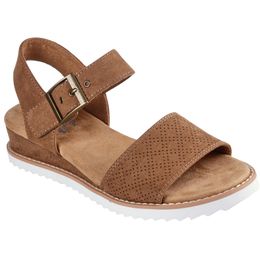 Skechers Damen Keilsandalette "DESERT KISS", Gr. 36, braun, Velourslederimitat, Schuhe, Sandale, Keilschuh, Sommerschuh in veganer Verarbeitung