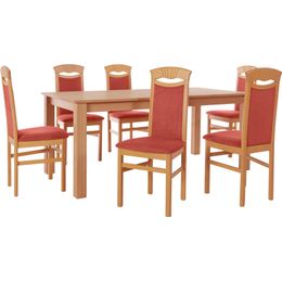 Essgruppe Home Affaire, B:180cm H:76cm T:90cm, orange, FSC-zertifiziertes Massivholz, Sitzmöbel-Sets, "Luisa + Franz Set", Buche Massivholz