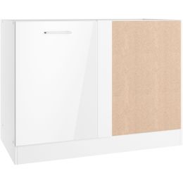 Eckunterschrank KOCHSTATION, B:110cm H:82cm T:60cm, weiß, MDF, Küche, Schränke, "KS-Milan", Eckunterschrank 110 cm, matte oder hochglänzende Fronten