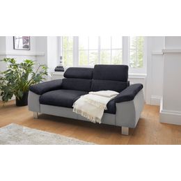 2-Sitzer COTTA, B:177cm T:104cm, grau, Microfaser PRIMABELLE (100% Polyester);Kunstleder SOFTLUX;Feinstruktur (100% Polyester);Kunstleder