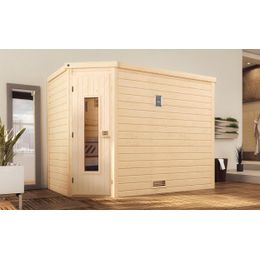 Weka Sauna "Massivholzsauna TURKU 3", Bio-Ofen, externe Steuerung, 9 kW, beige, Saunen, Blockbohlen, isolierte Holzt&uuml;r
