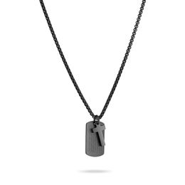 Fynch-Hatton Herren Kette mit Anhänger "Schmuck Geschenk Edelstahl Halskette Platte Kreuz", Edelstahl, L: 60 B: 2mm, braun, Edelstahl, B:2mm,