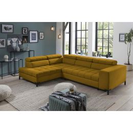 Ecksofa, B:276cm H:75cm T:203cm, gelb, exxpo - SOFA FASHION, 100% PES, Wohnzimmer, Sofas, "Bocco, hochwertige Verarbeitung, toller Sitzkomfort,