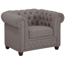 Chesterfield-Sessel Home Affaire, B:104cm H:72cm T:86cm, grau, Sessel, "New Castle Sessel", hochwertige Knopfheftung, B/T/H: 104/86/72 cm