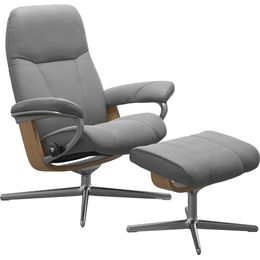 stressless "Consul" Set, Relaxsessel mit Hocker, mit Hocker, mit Cross Base, Gr&ouml;&szlig;e S, M & L, Holzakzent Eiche