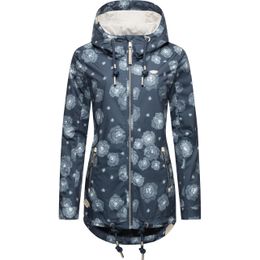 Ragwear Damen Outdoorjacke "Zuzka Flower", blau, Gr. S, Außenmaterial: 100% Polyester, Innenfutter: 100% Polyester, Jacken, stylische Übergangsjacke