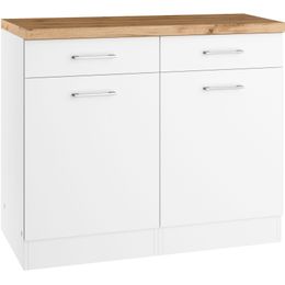 Unterschrank KOCHSTATION, B:100cm H:86cm T:60cm, weiß, Spanplatte, Küche, Schränke, "KS-Milan", Unterschrank 100 cm, matte oder hochglänzende Fronten