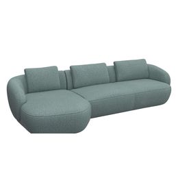 Wohnlandschaft FLEXLUX, B:307cm H:85cm T:146cm, blau, 62% Polyester, 17% Cotton, 14% Viscose, 7% Linen, Sofas, "Torino, rund, L-Form, Sofa-Ecke mit