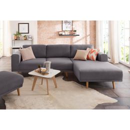 Ecksofa Home Affaire, B:273cm H:90cm T:167cm, grau, Struktur fein( 100% Polyester);Filzoptik (100% Polyester);Luxus-Microfaser (100% Polyester),