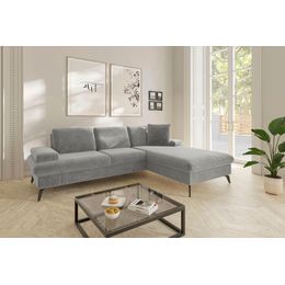Sit & More Ecksofa SIT & MORE, B:247cm H:83cm T:171cm, grau, 100% Polyester, Wohnzimmer, Sofas, "Morris Jubi L-Form, B: 247 cm", mit Armteilfunktion & 1