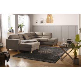 Wohnlandschaft Home Affaire, B:313cm H:85cm, beige, Sofas, "Navan, komfortabel mit viel Platz, U-Form", wahlweise mit Bettfunktion und Kopfstütze