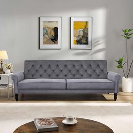 3-Sitzer DOREL HOME, B:222cm H:82cm T:83cm, grau, 100% Polyester, Sofas, "Tyne", Schlafsofa 222 cm, Bettfunktion (110/190cm), pflegeleichter Velours