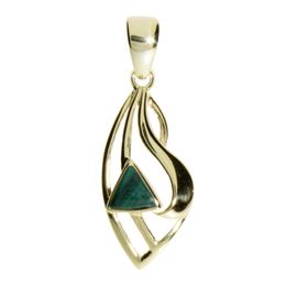 OSTSEE-SCHMUCK Damen Kettenanh&auml;nger "- Sadie 29 mm - Gold 333/000 - Malachit", Gelbgold 333, gold, Gelbgold 333, Schmuckanh&auml;nger
