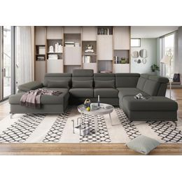 Sit & More Wohnlandschaft SIT & MORE, B:359cm H:87cm T:230cm, grau, 100% Polyester, Sofas, "Cabrio U-Form, B: 359 cm, mit Sitztiefen-, Arm- &