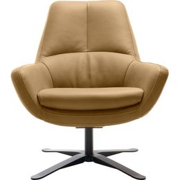 Drehsessel BETYPE, B:81cm H:92cm T:83cm, grau, 100% Echtleder, Wohnzimmer, Sessel, "Be Organic Standard Back, Loungesessel", in elegantem Design mit