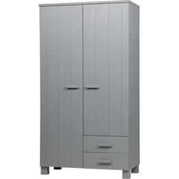 Garderobenschrank Woood, B:111cm H:202cm T:55cm, grau, Holzwerkstoff, Flur, Schr&auml;nke, "Dennis", mit Kleiderstange, viel Stauraum, B 111 cm x H 202 cm