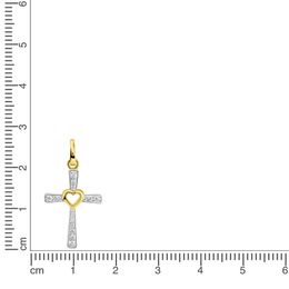 Firetti Damen Kreuzanh&auml;nger "Schmuck Geschenk Gold 375 Halsschmuck Anh&auml;nger Kreuz mit Herz", Gelbgold 375, 1,3 g, gold, Gelbgold 375,