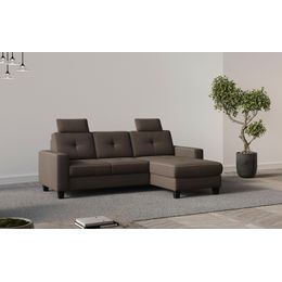 Ecksofa Places of Style, B:239cm H:91cm T:164cm, braun, 90% Polyester 10% Polyamid, Wohnzimmer, Sofas, "Varese", wahlweise mit Bettfunktion und