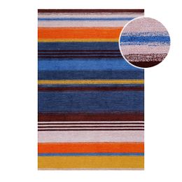 Teppich Wecon Home, B:110cm H:7mm L:170cm, bunt, Polyester, Wohnzimmer, Teppiche, "Petrol", handgefertigt, pflegeleicht, gestreift, Wohnzimmer,